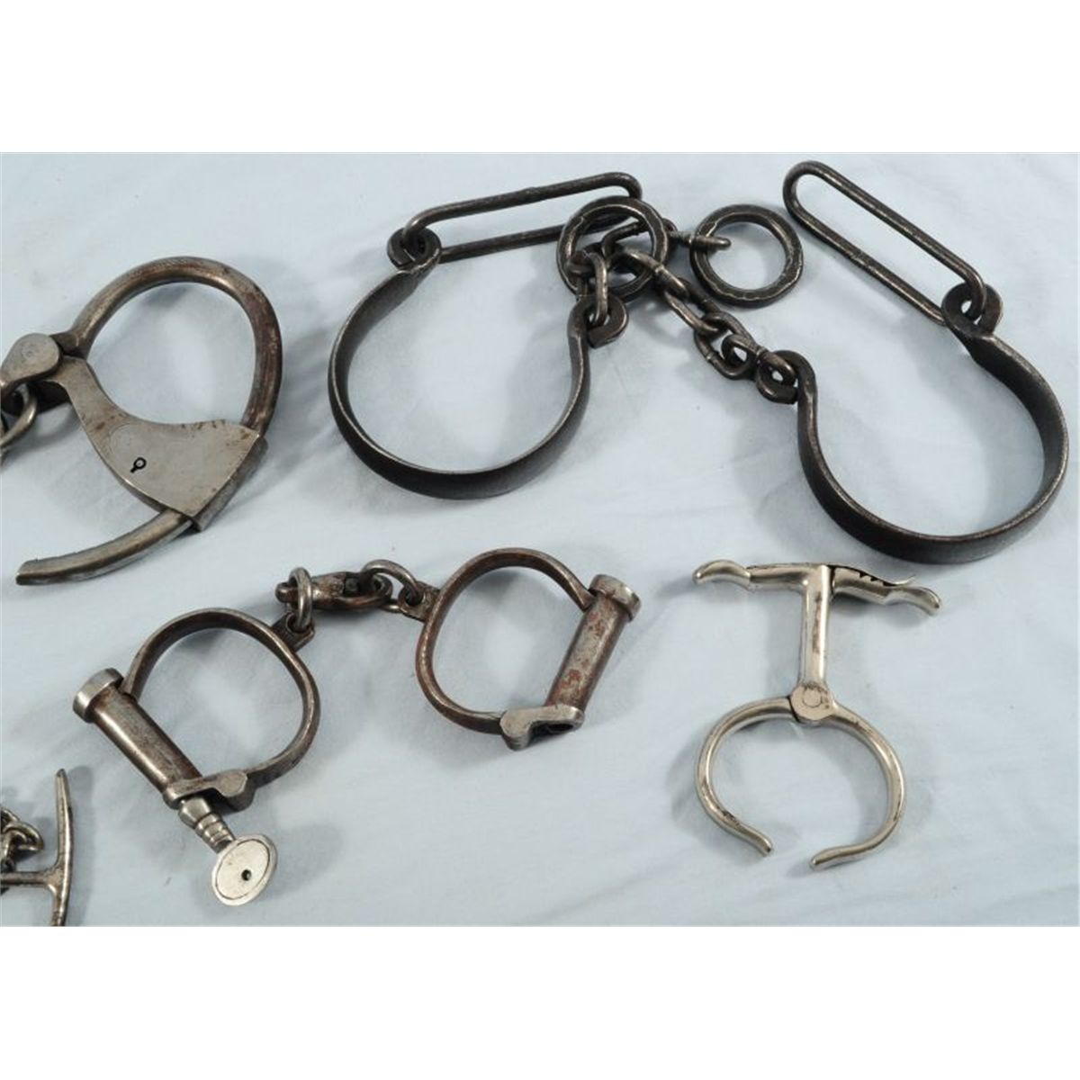 Handcuffs Shackles Chains In Pipe Shape Old Rust Pair Prison Vintage